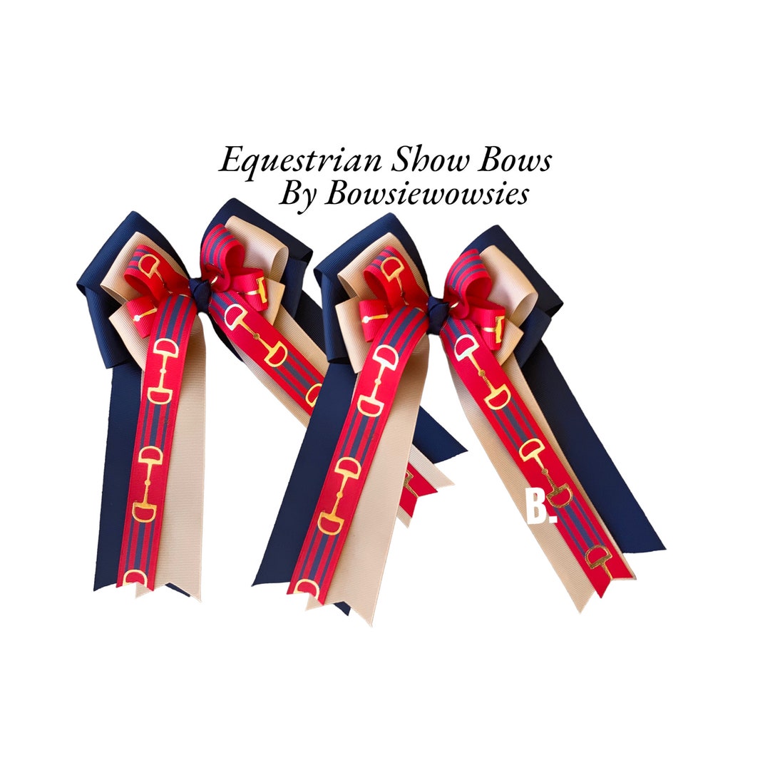 Equestrian Bows, Equestrian Show Bows, Equestrian Hair Bows Red Navy ...