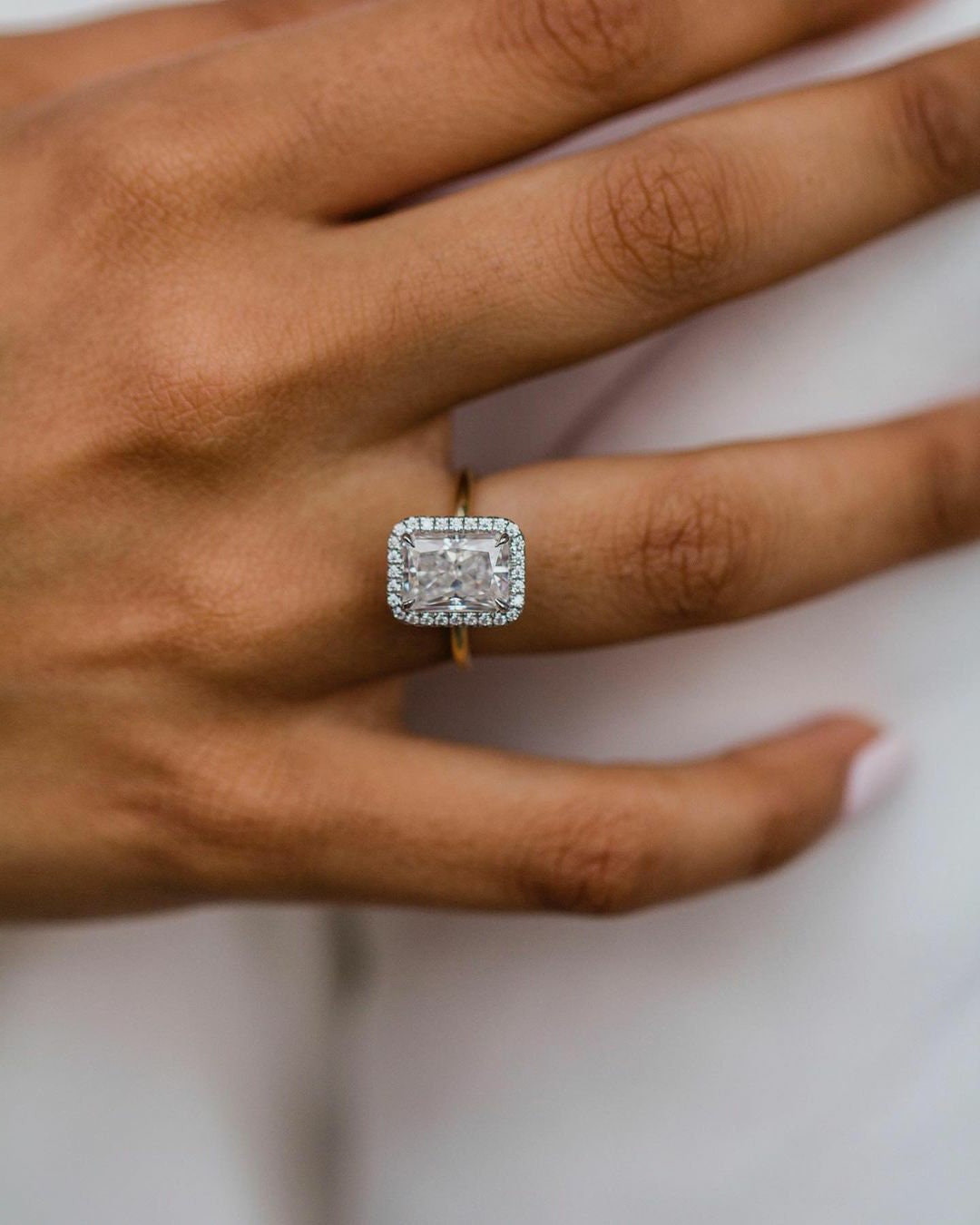 Classic Radiant Halo Propose Ring 2.50 Ct Radiant Cut Moissanite ...