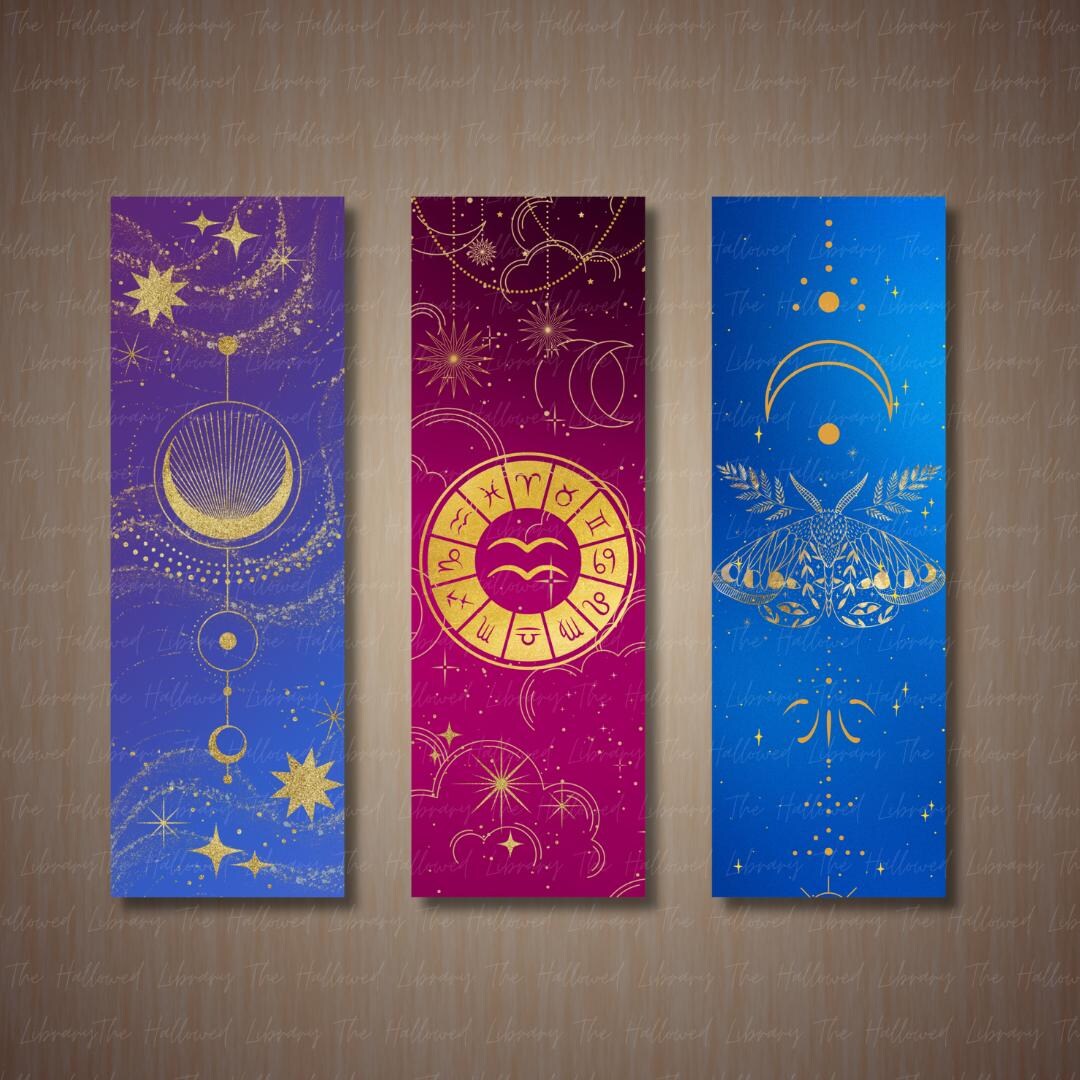 Celestial Bookmarks - Moon - Moth - Star Signs - Stars Bookmark ...
