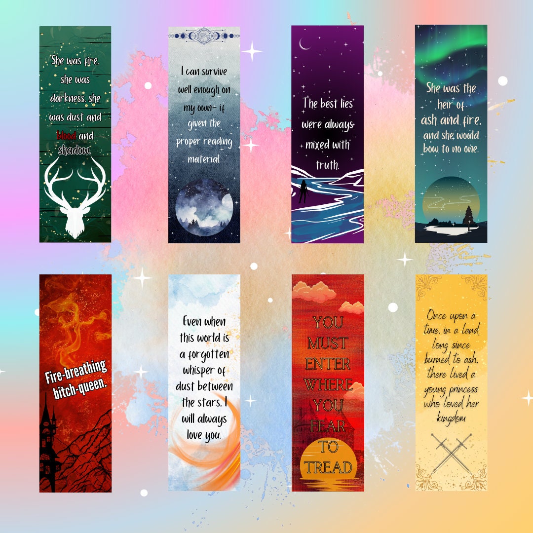 Throne of Glass Series Inspired Bookmark Bundle Sarah J Maas Quote ...