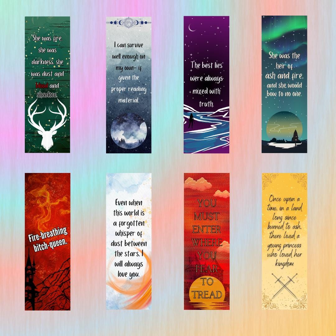 Throne of Glass Series Inspired Bookmarks Quote Bookmarks Tog Series ...