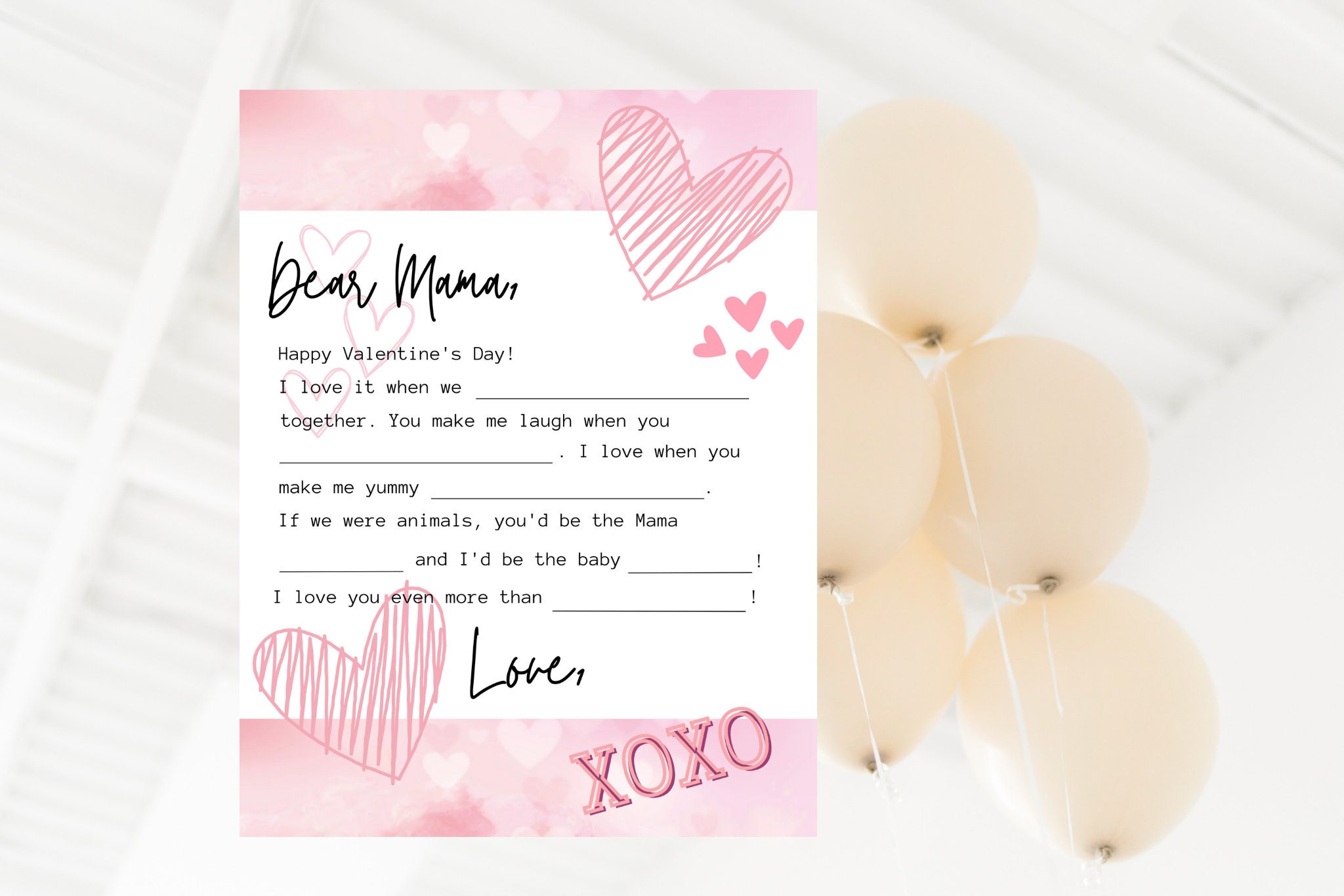 Kid's Valentine Letter to Mama - Etsy