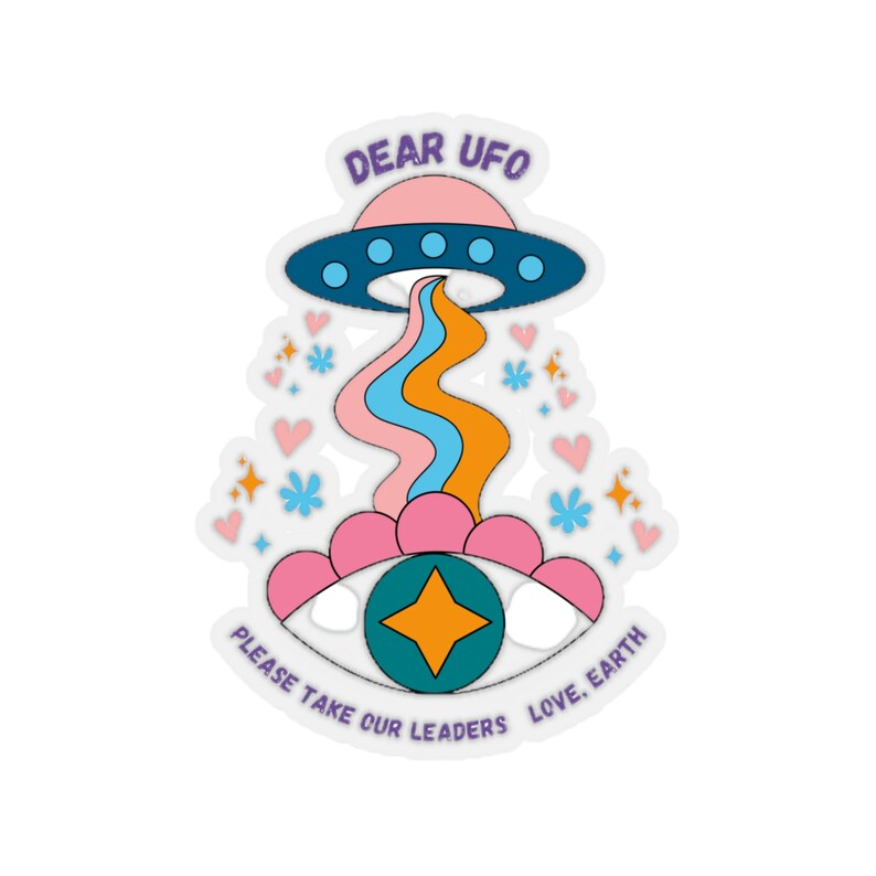 UFO Sticker, Space Sticker, Alien Sticker, Kiss Cut Stickers, Spaceship ...