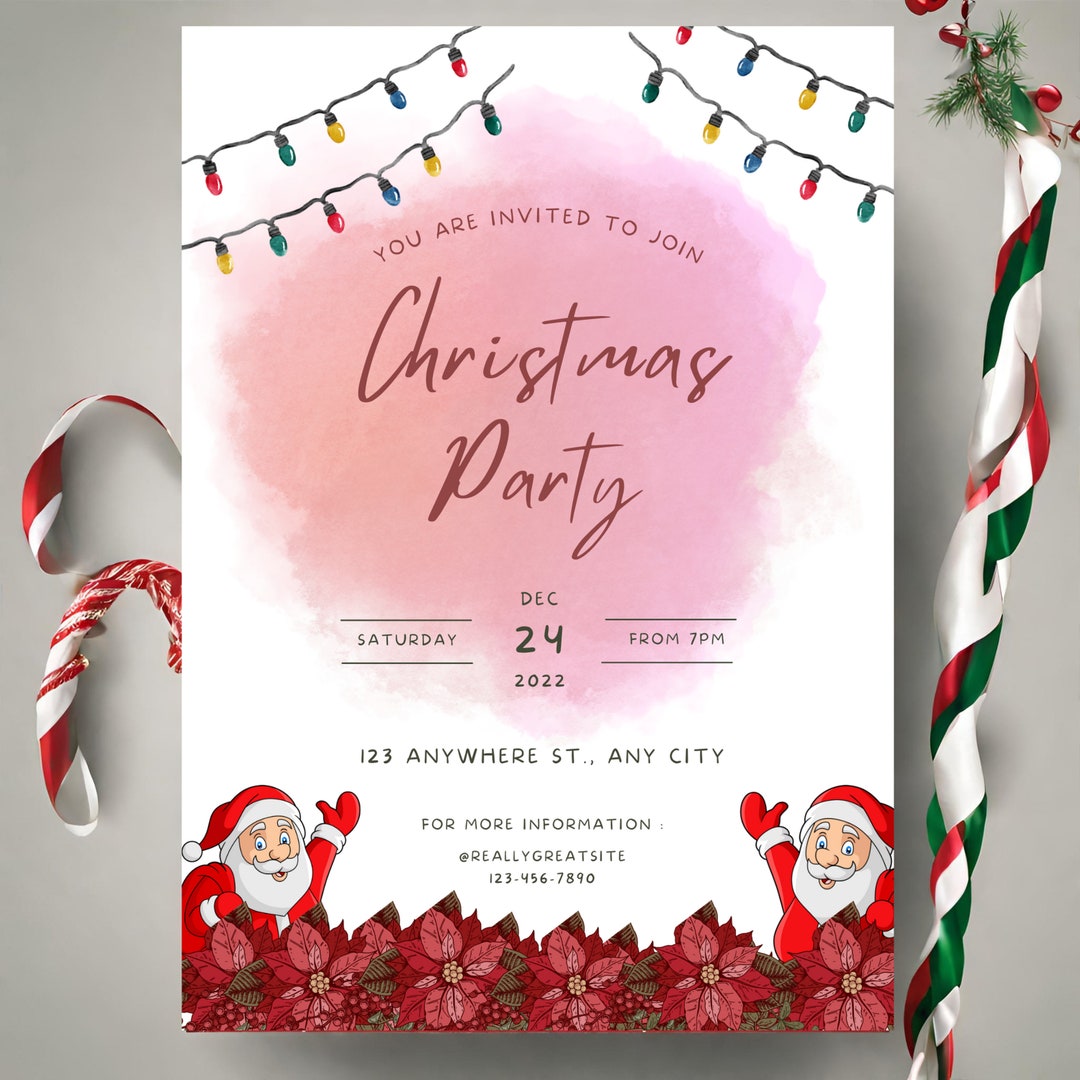 Editable Christmas Party Invitation, Holiday Party Digital Invite ...