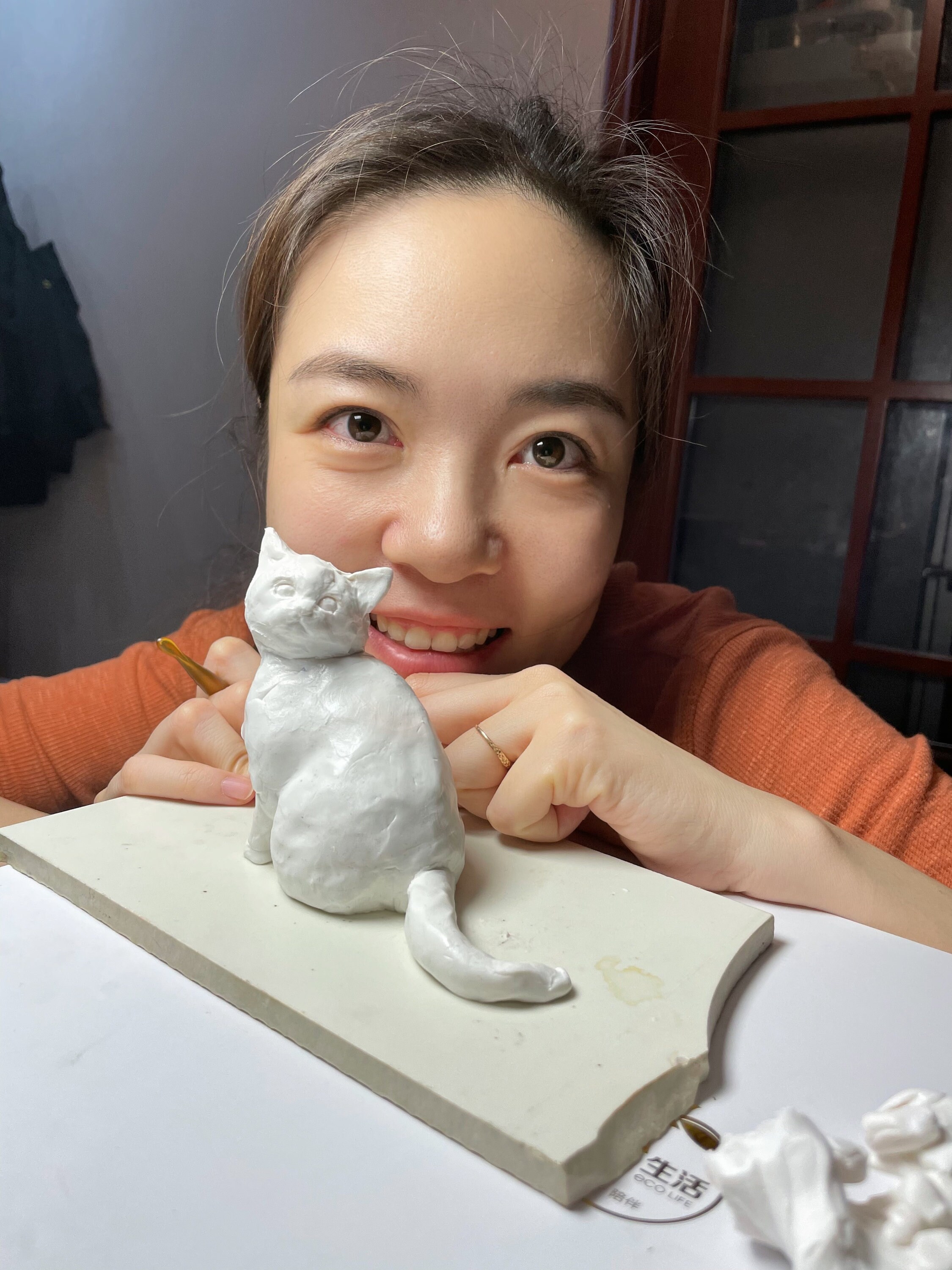 Custom Cat Sculpture, Handmade Cat Figurine, Personalized Polymer Clay ...