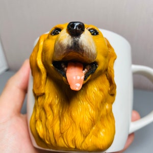Custom Dog Mug, Handmade Dog Cup, Personalized Polymer Clay Dog Face on ...