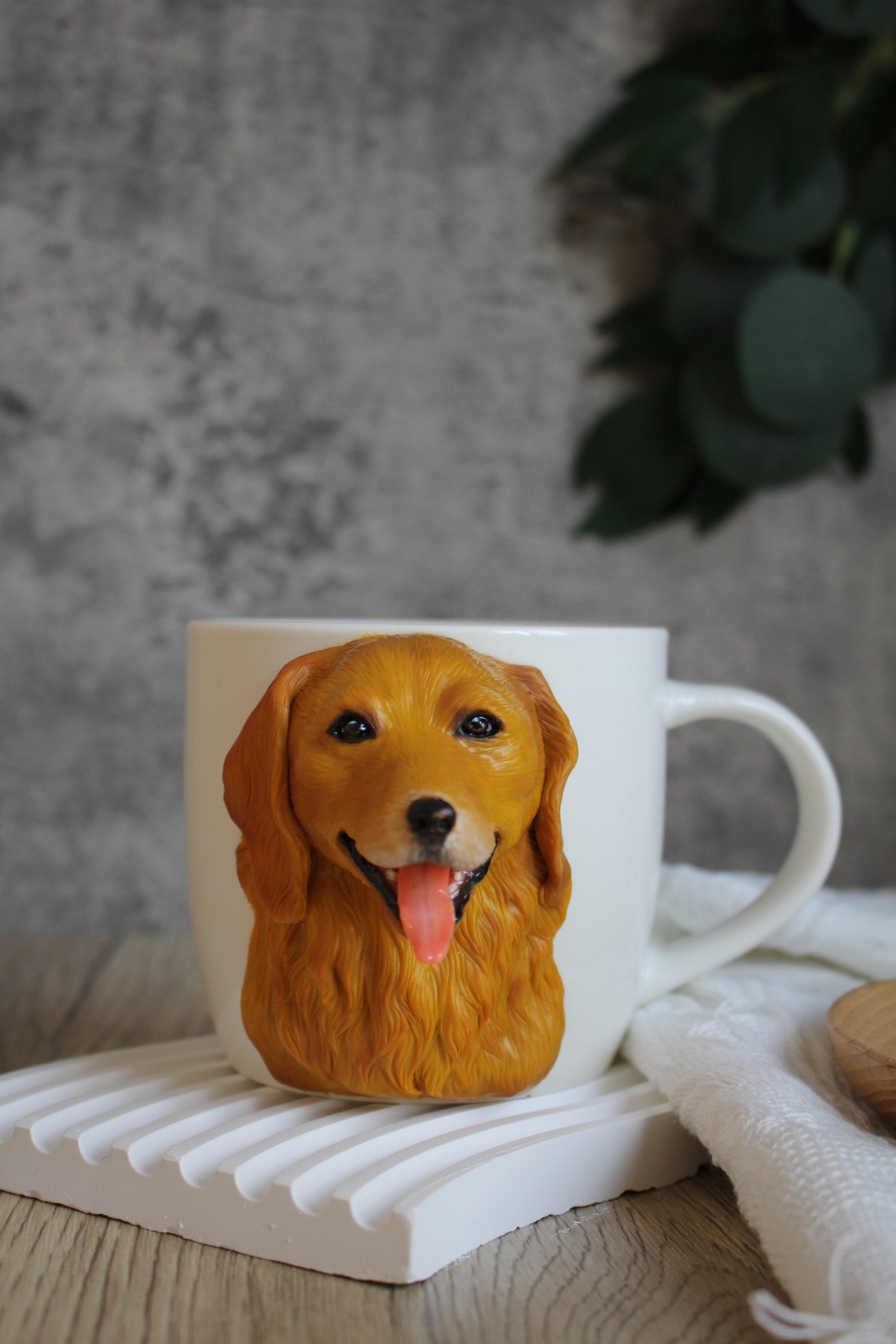 Custom Dog Mug, Handmade Dog Cup, Personalized Polymer Clay Dog Face on ...