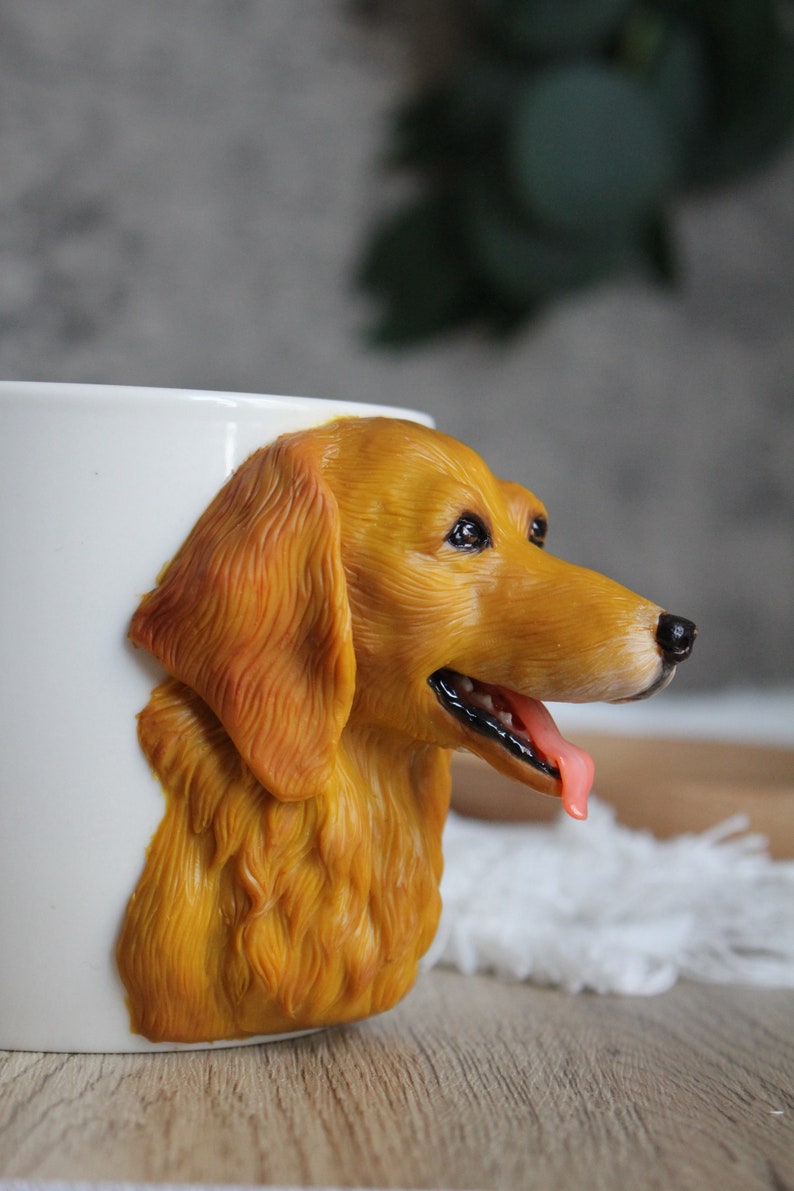 Custom Dog Mug, Handmade Dog Cup, Personalized Polymer Clay Dog Face on ...