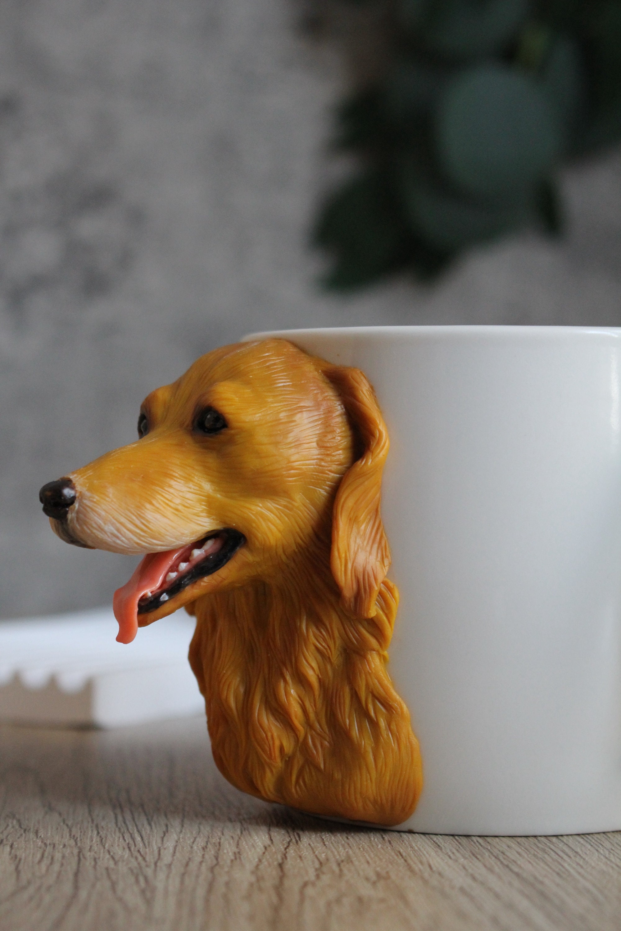 Custom Dog Mug, Handmade Dog Cup, Personalized Polymer Clay Dog Face on ...