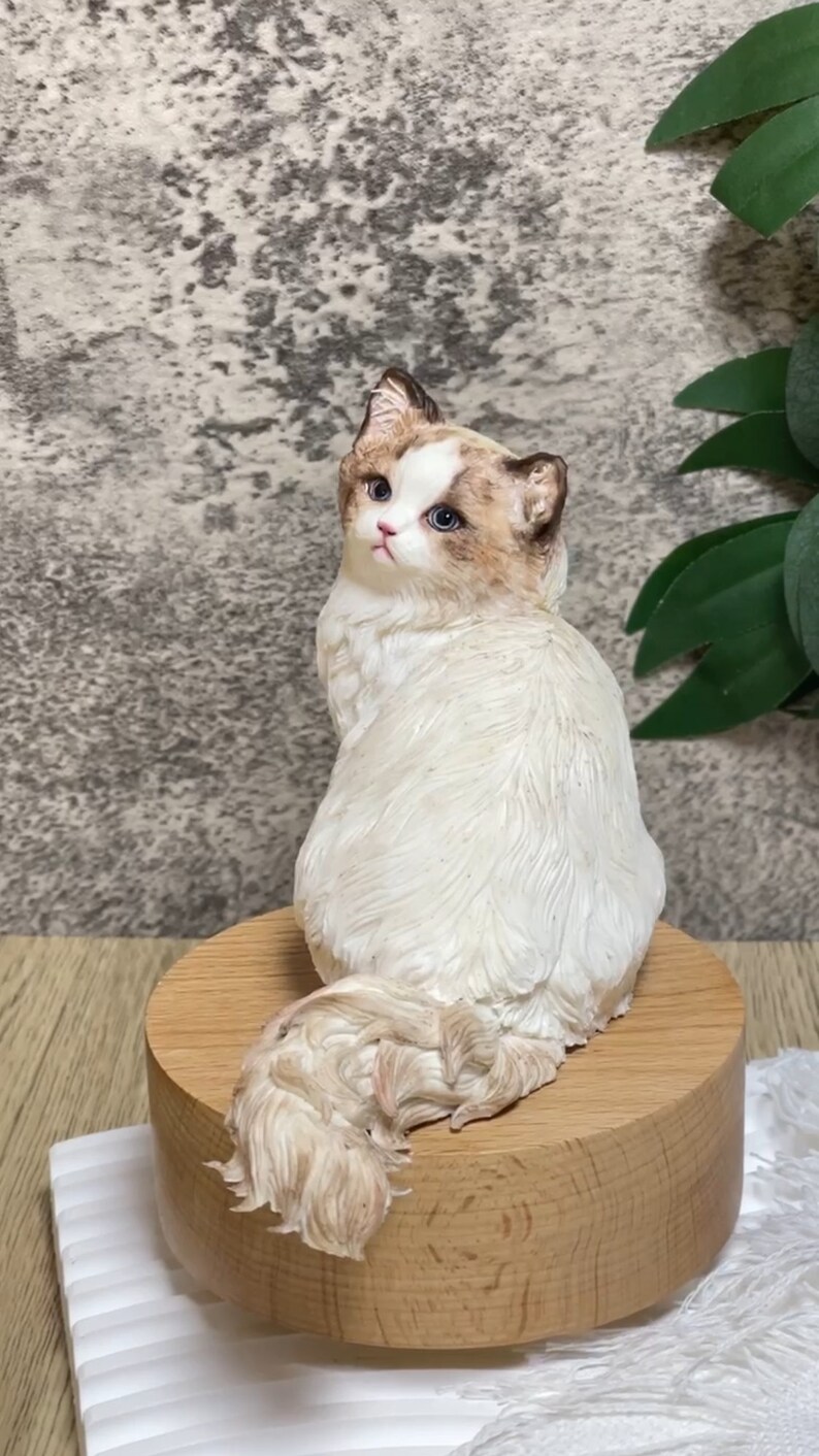 Custom Cat Sculpture, Handmade Cat Figurine, Personalized Polymer Clay ...