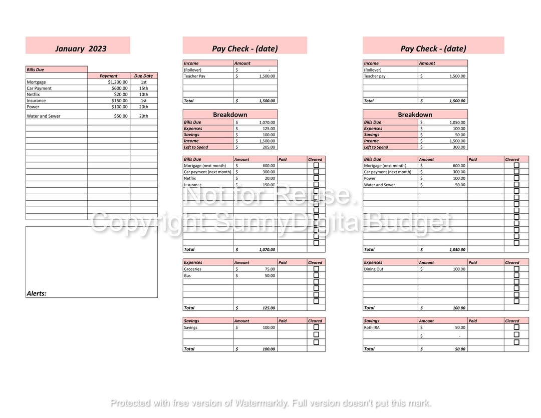 Biweekly Budget Excel Spreadsheet - Etsy