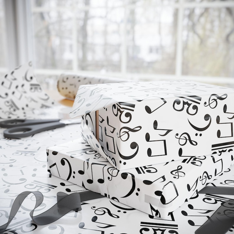 MUSIC NOTES Wrapping Paper, Sheet Music Gift Wrap for Music Lovers ...