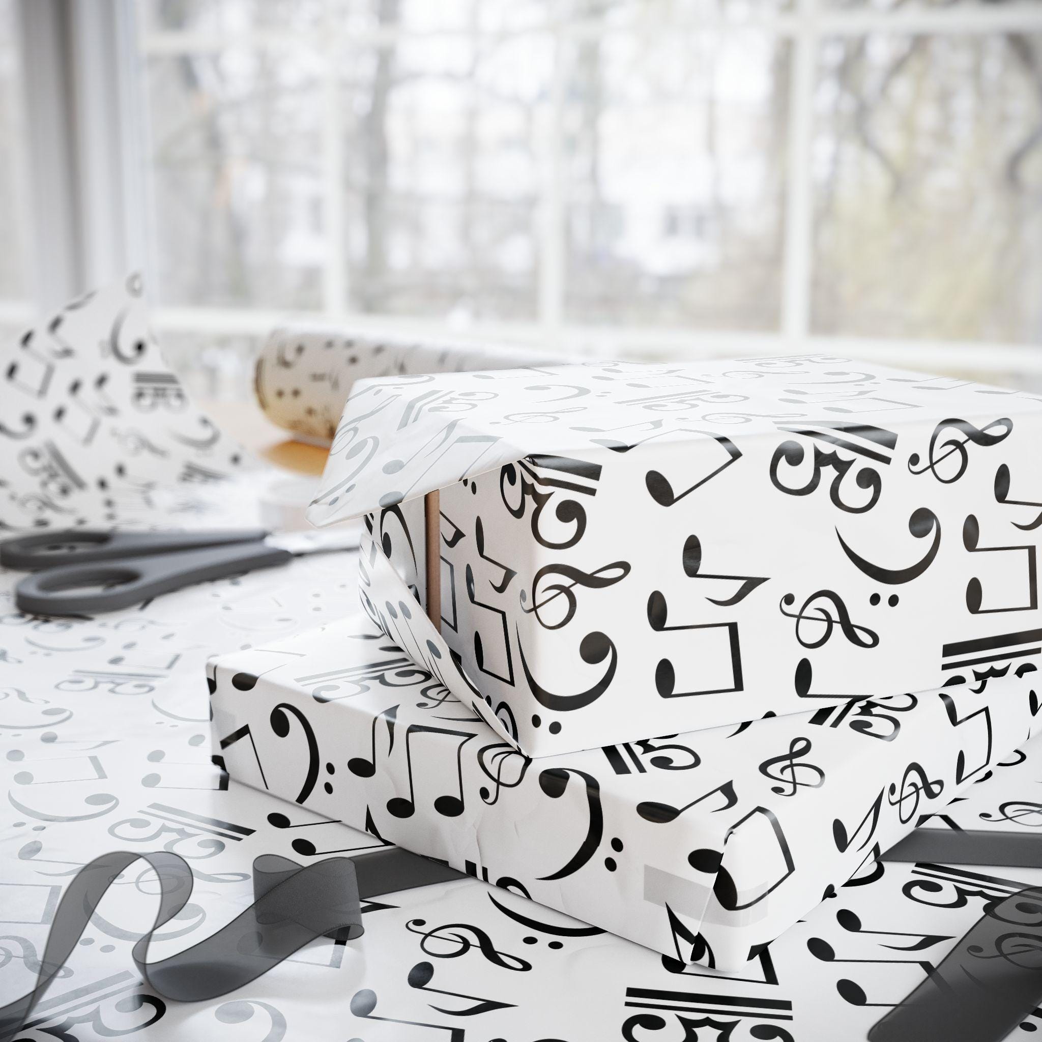 MUSIC NOTES Wrapping Paper, Sheet Music Gift Wrap for Music Lovers ...
