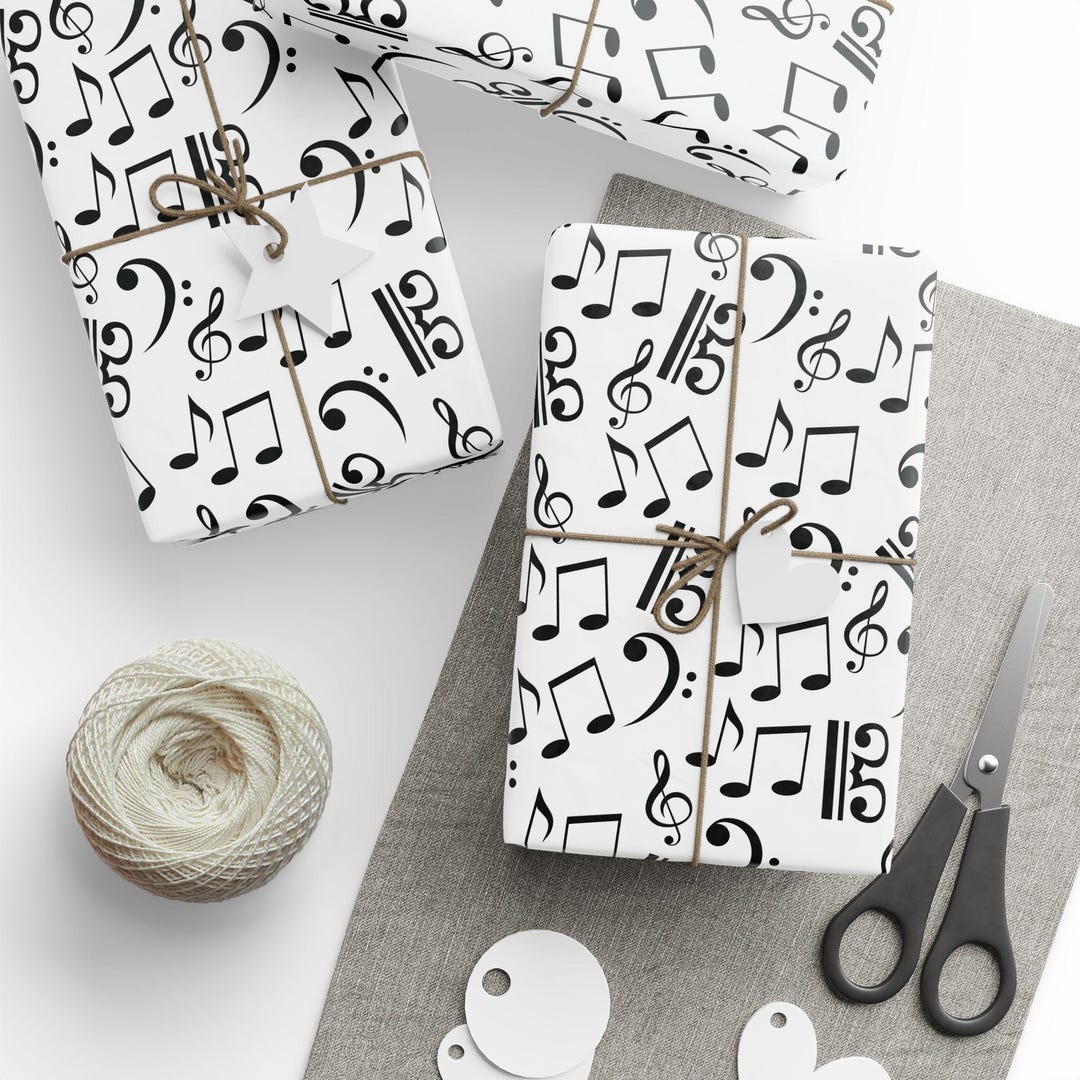 MUSIC NOTES Wrapping Paper, Sheet Music Gift Wrap for Music Lovers ...