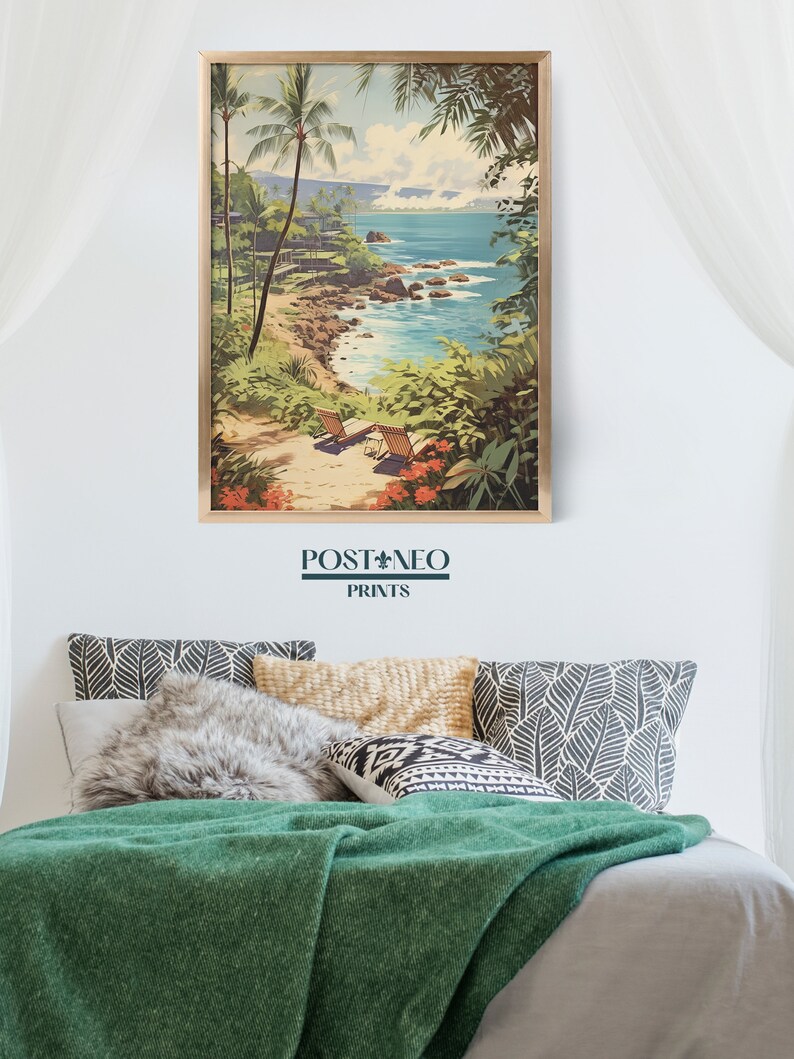 PRINTABLE Vintage Hawaii Beach Painting Tropical Artwork of - Etsy