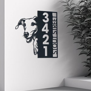 Metal Address Sign, Greyhound Sign, Vertical House Number Plaque for ...