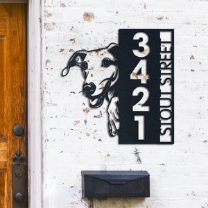 Metal Address Sign, Greyhound Sign, Vertical House Number Plaque for ...