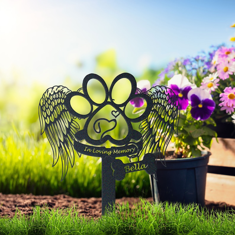 Custom Dog Memorial Garden Stake, Metal Yard Art, Dog Memorial Gift ...