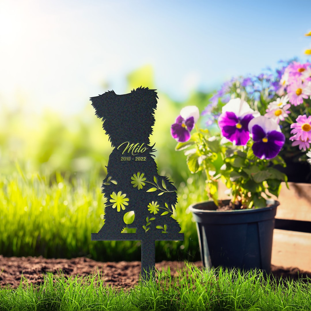 Yorkie Metal Stake – Custom Dog Memorial for Yard or Garden - Etsy