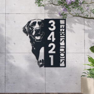 Dog House Number, Dog Address Sign, Labrador Sign, Vertical House ...