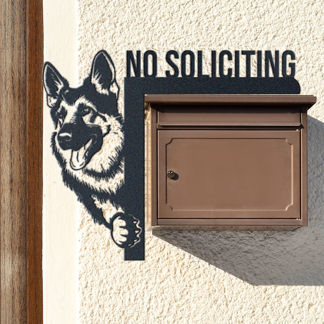German Shepherd Metal Sign, Door Corner Sign, No Soliciting Sign ...