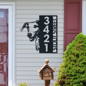 Metal Address Sign, Greyhound Sign, Vertical House Number Plaque for ...