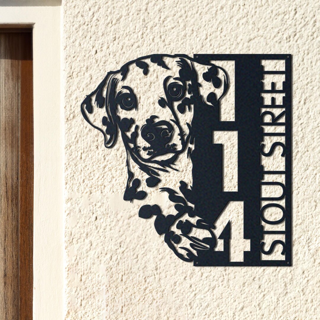 Dalmatian Address Sign – Vertical Metal House Number Plaque for Outdoor ...