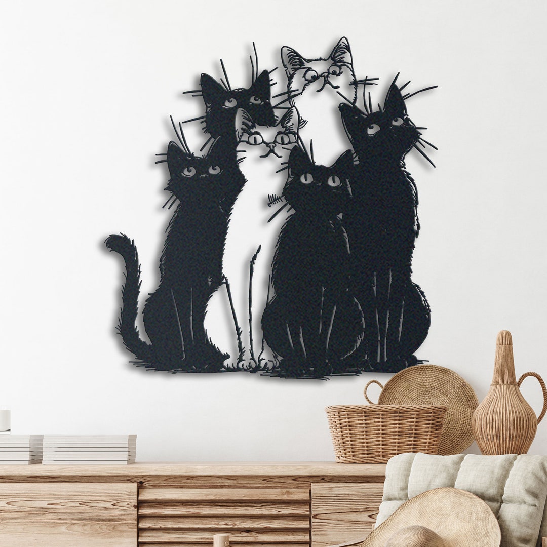 Cat Lover Gift, Amusing Metal Wall Art Featuring Funny Cats, Perfect ...