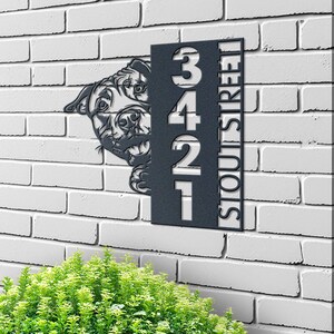 Metal Address Sign, Pit Bull Sign, Vertical House Number Plaque for ...