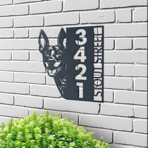 Metal Address Sign, Doberman Sign, Vertical House Number Plaque for ...