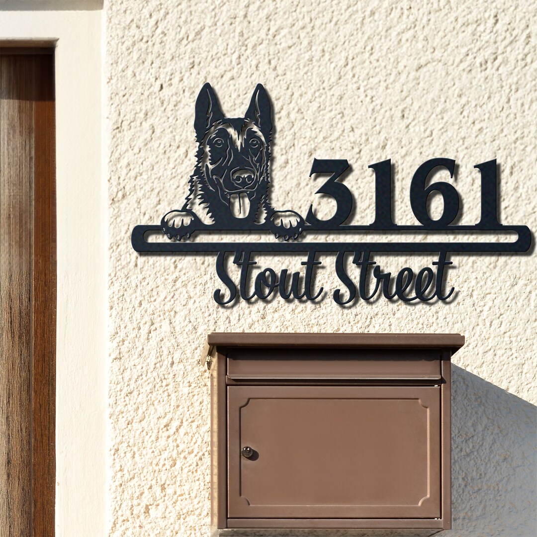 German Shepherd Address Signs, House Number Sign, Modern House Numbers ...