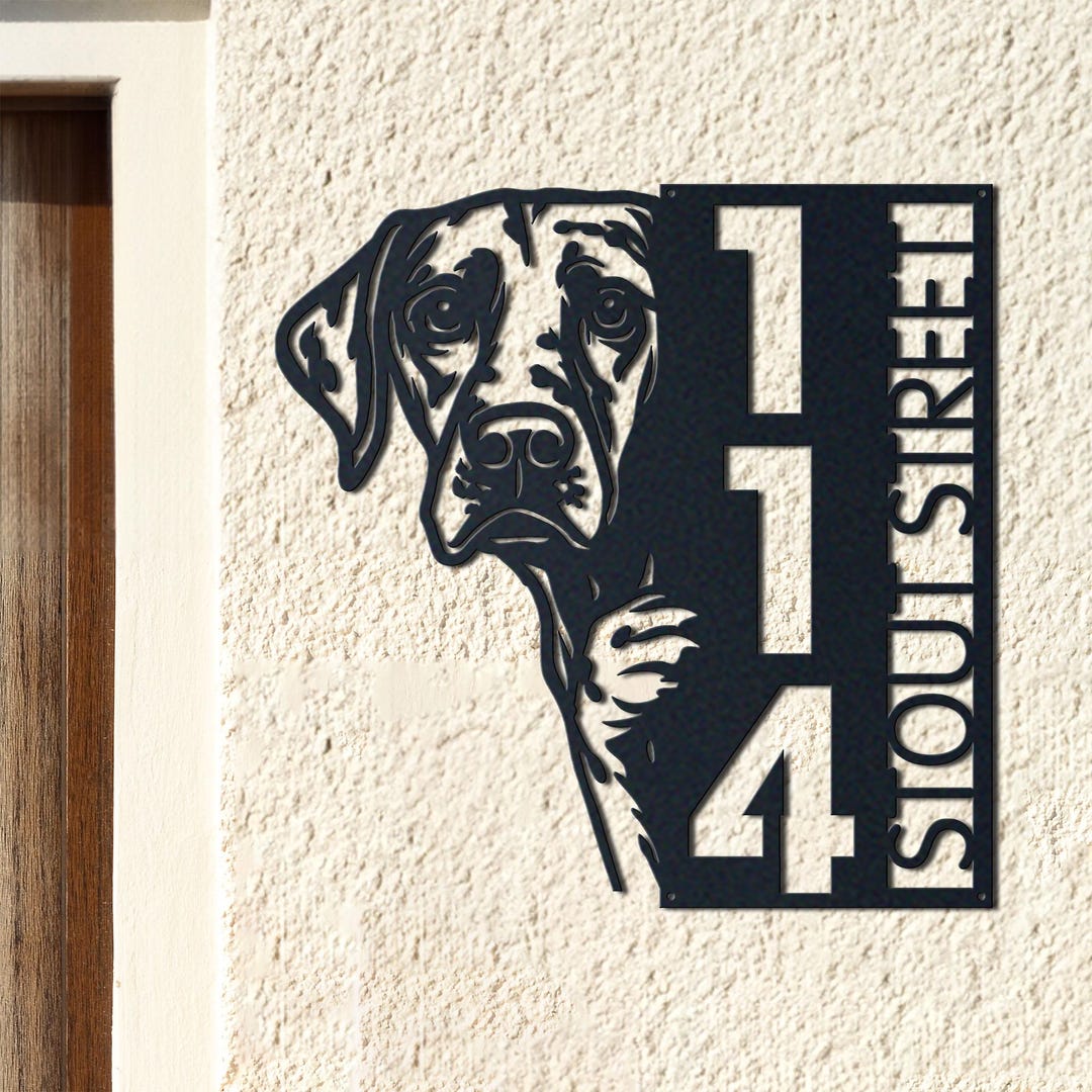 German Shorthair Pointer Address Sign – Vertical Metal House Number ...