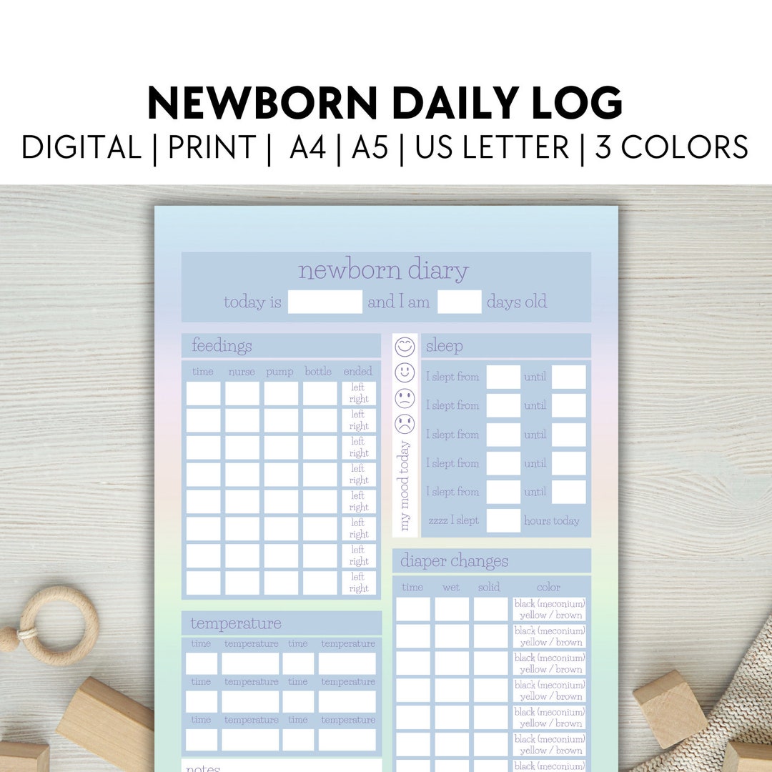 Newborn Daily Log | Baby Diary | Baby Log | New Mom Gift | Baby Shower ...