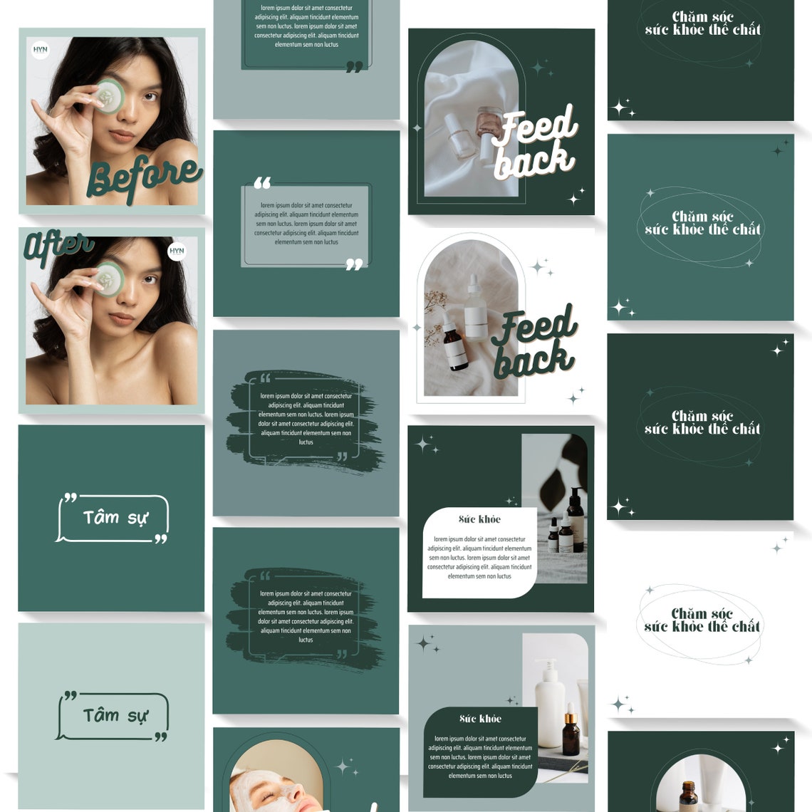 Green Tone Canva Social Media Templates 60 Editable Beauty - Etsy