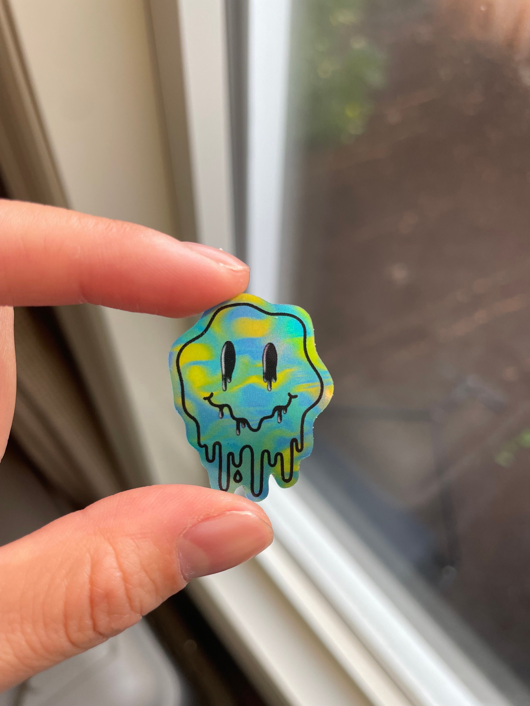 Drippy Smiley Face Sticker - Etsy