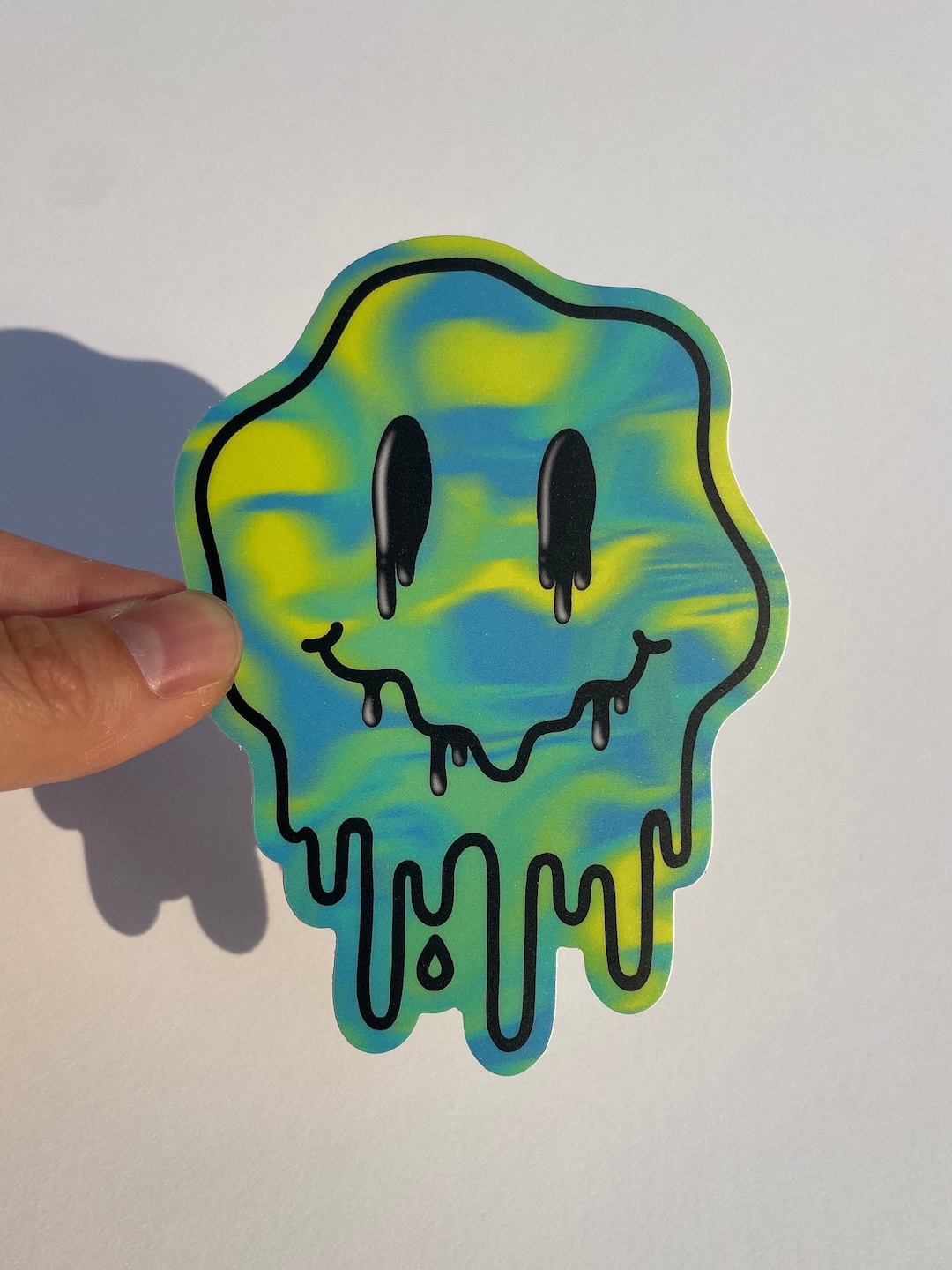 Drippy Smiley Face Sticker - Etsy
