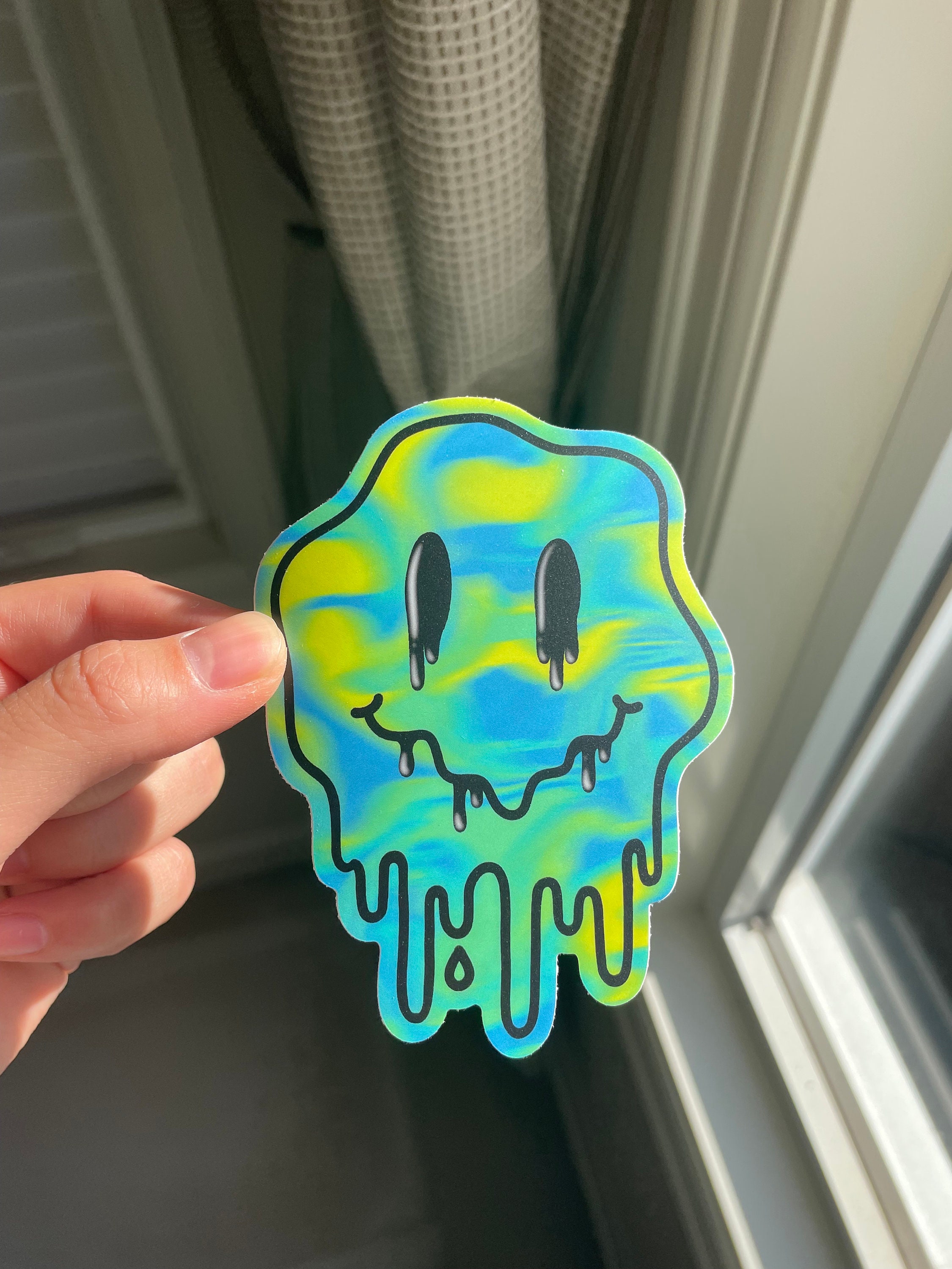 Drippy Smiley Face Sticker - Etsy