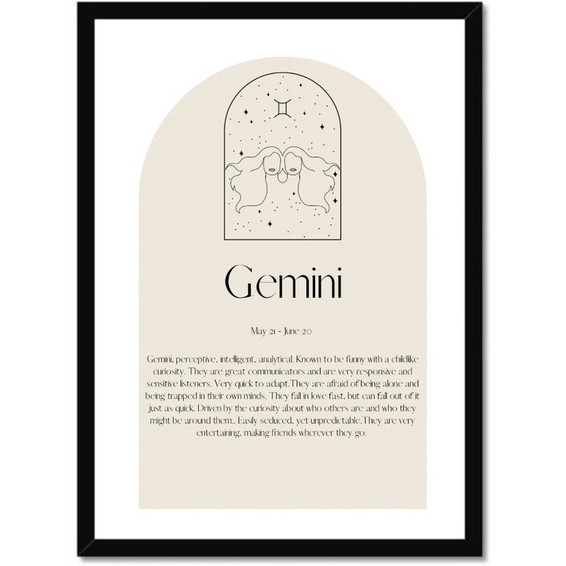 GEMINI Star Sign Instant Download Art Print, Zodiac Digital Download ...