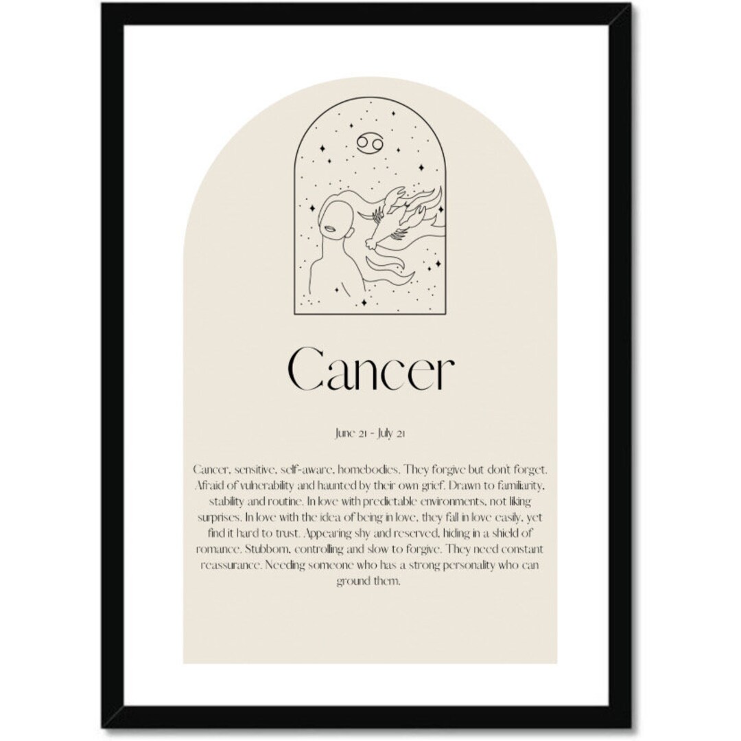 CANCER Star Sign Instant Download Art Print, Zodiac Digital Download ...