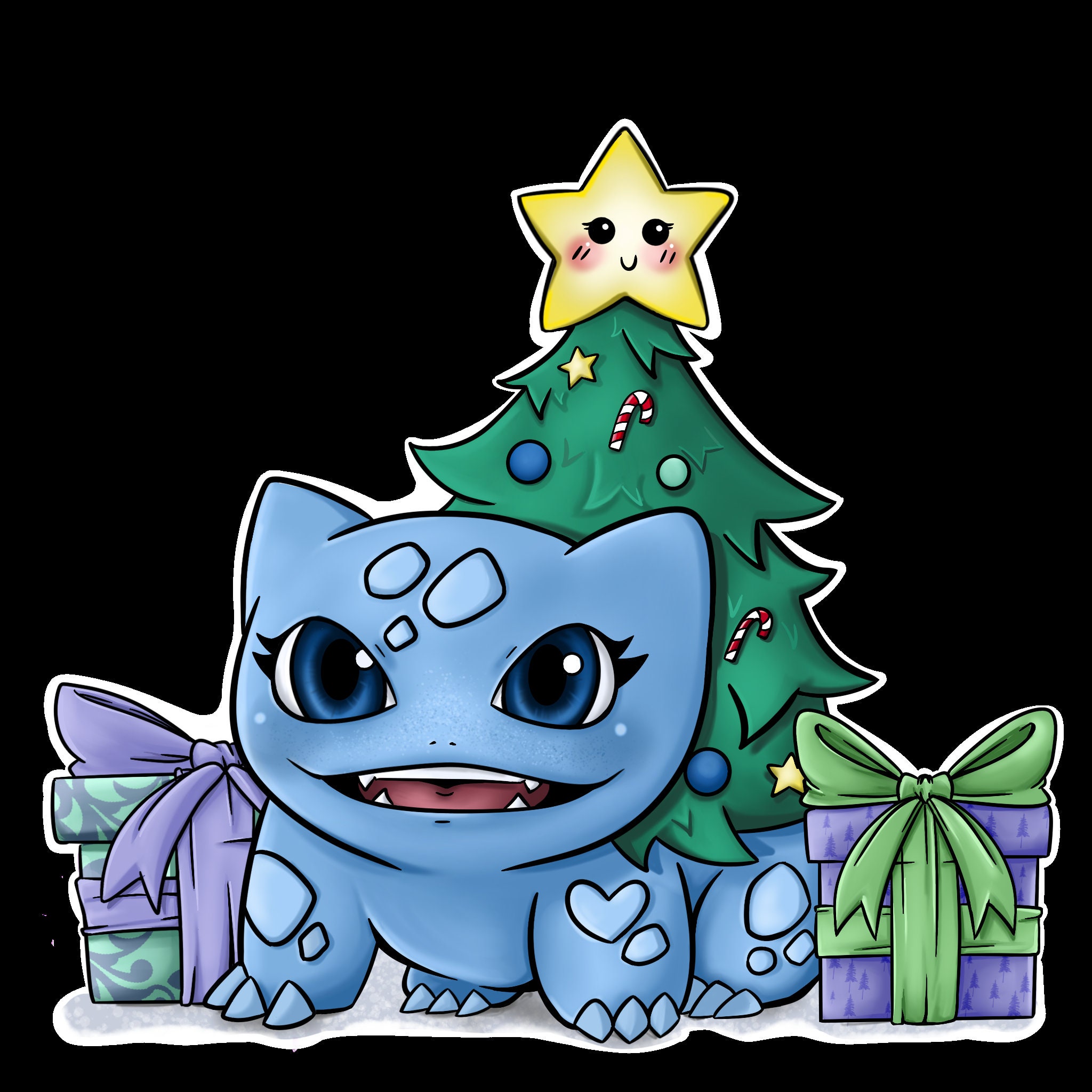 Christmas Bulbasaur Vinyl Sticker - Etsy