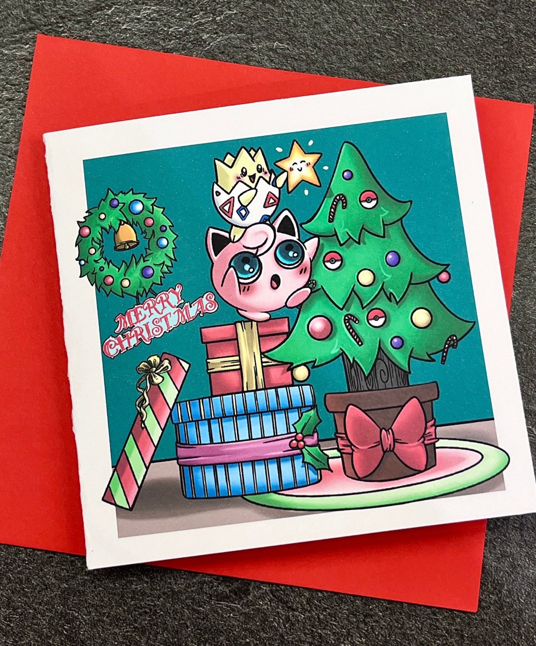 Christmas Jigglypuff Togepi Card 5 X 5 - Etsy UK