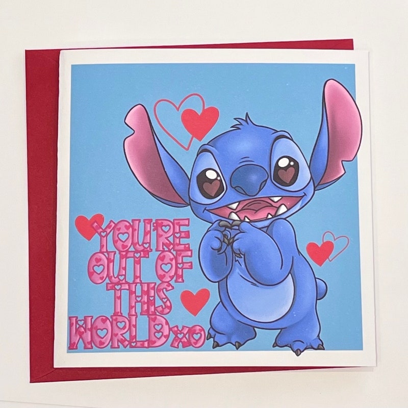 Stitch Valentine Card - Etsy