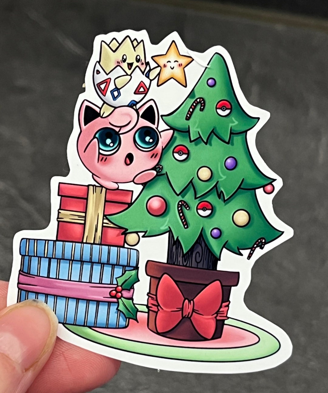 Christmas Togepi & Jigglypuff Vinyl Sticker - Etsy UK