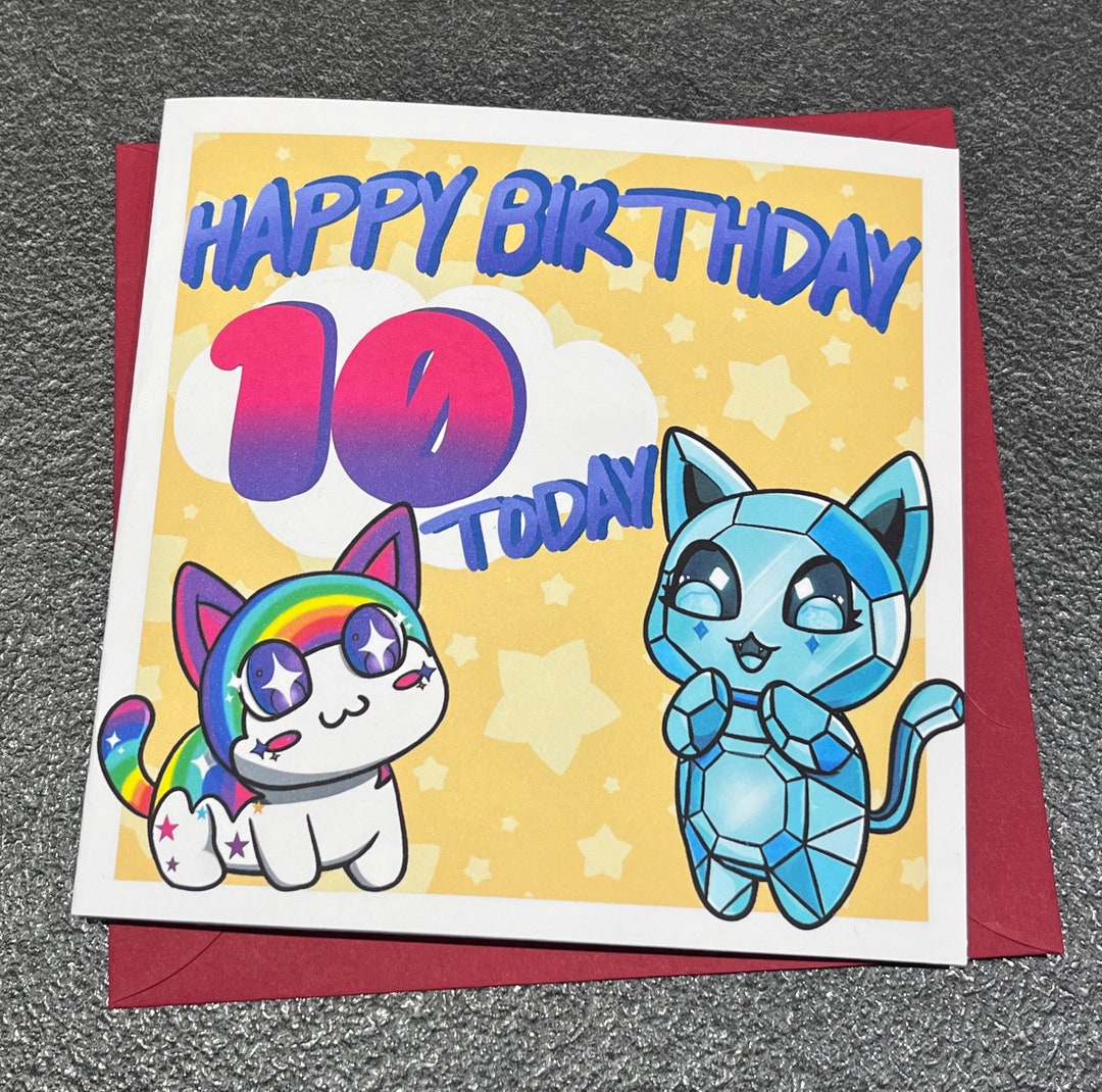 Aphmau Meemeows Rainbow Gem Birhtday Card - Etsy UK