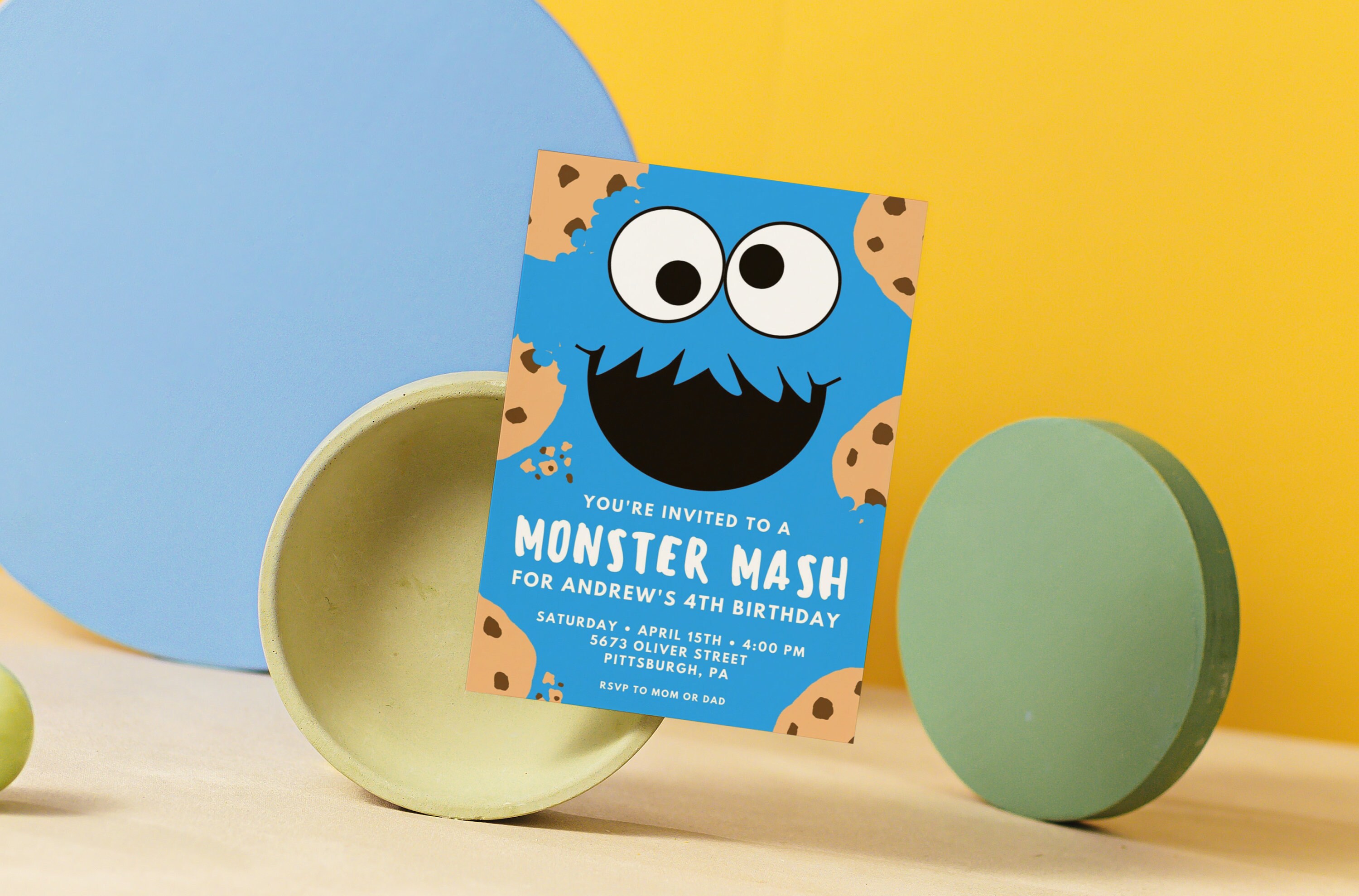 Monster Mash Birthday Party Template, Blue Monster of Cookie Birthday ...