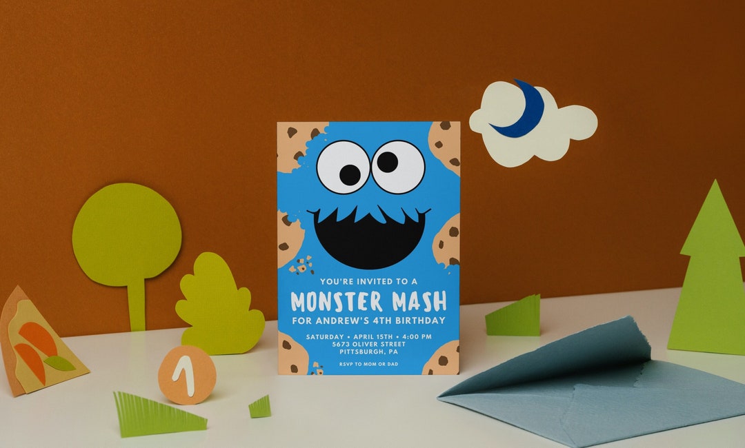 Monster Mash Birthday Party Template, Blue Monster of Cookie Birthday ...