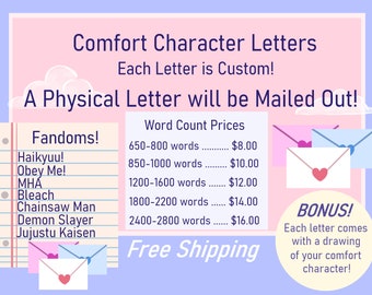 Anime Comfort Character Letters - Etsy