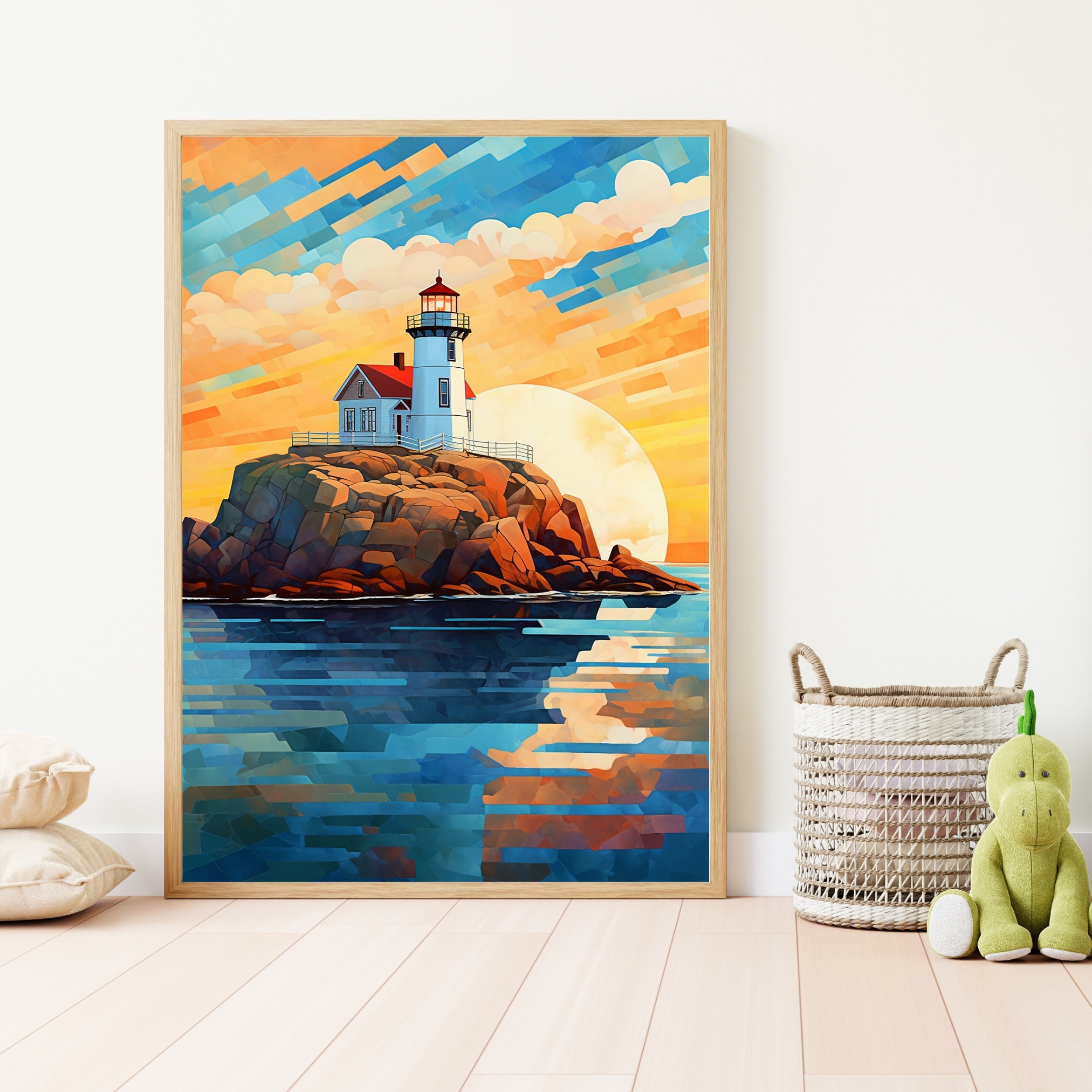 Nubble Lighthouse Lighthouse Poster Lighthouse Drawing Lighthouse Wall ...