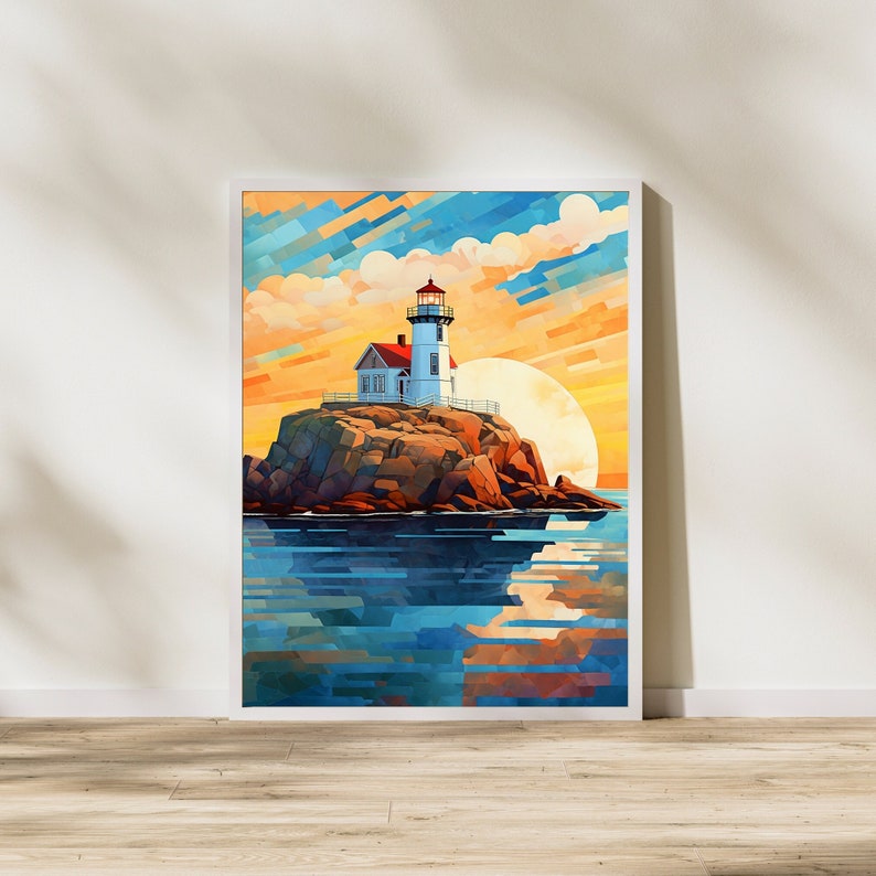 Nubble Lighthouse Lighthouse Poster Lighthouse Drawing Lighthouse Wall Art Instant Download ...