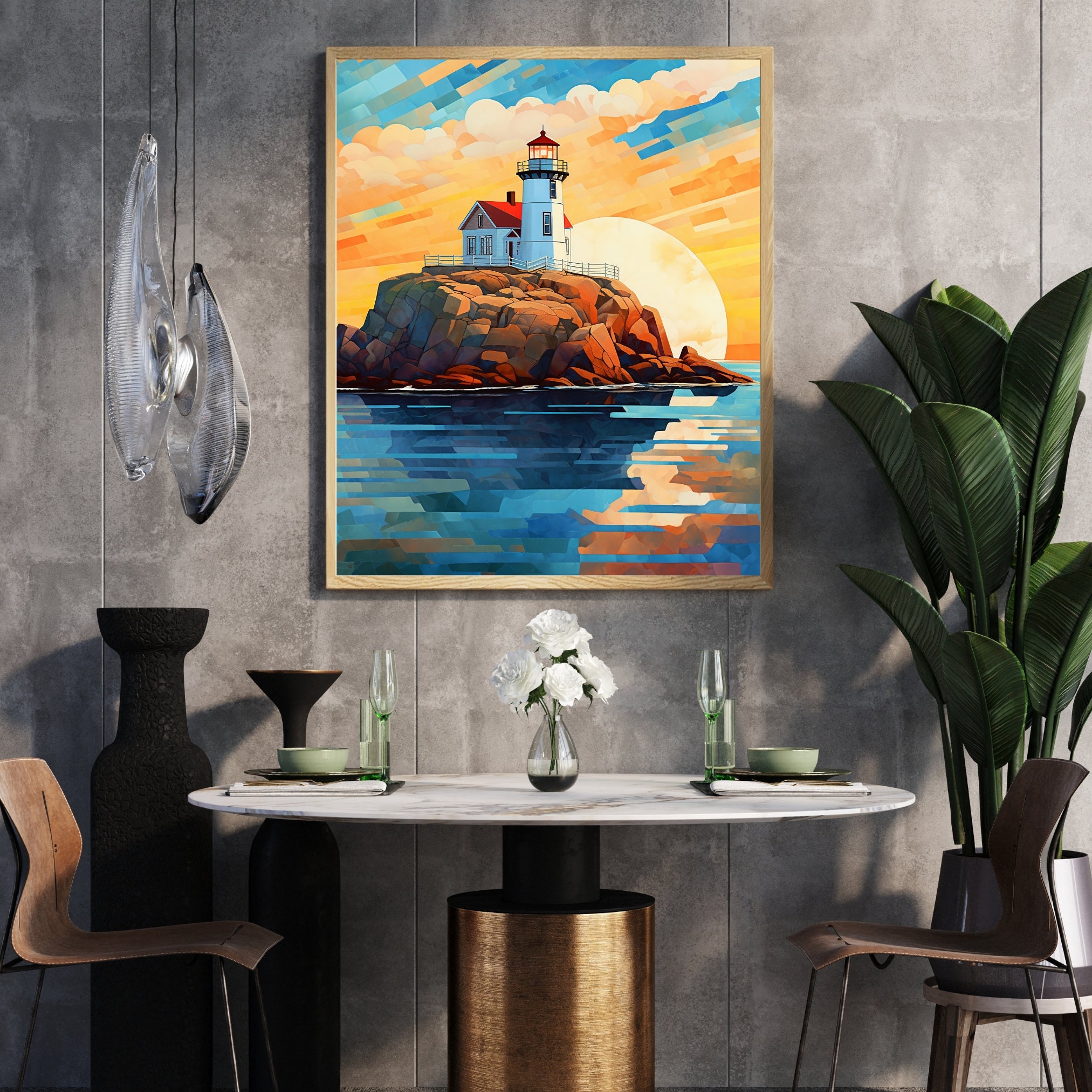 Nubble Lighthouse Lighthouse Poster Lighthouse Drawing Lighthouse Wall ...